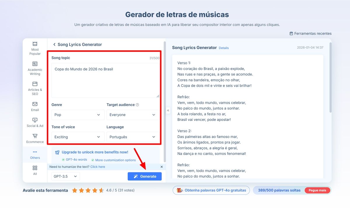 Como Criar Letra de Música com IA? Crie letras IA online!