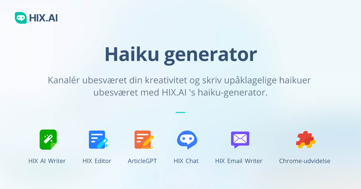 Haiku Generator - Skriv perfekt Haiku-digt med lethed | HIX AI