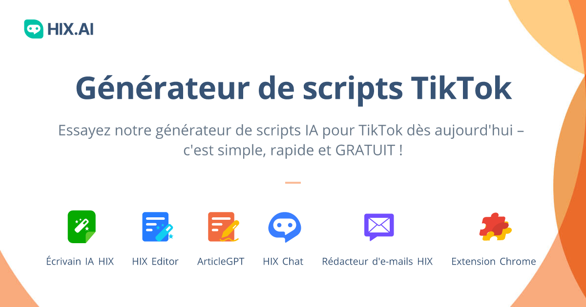 Générateur de scripts AI TikTok : créez des scripts TikTok gratuitement | HIX Writer