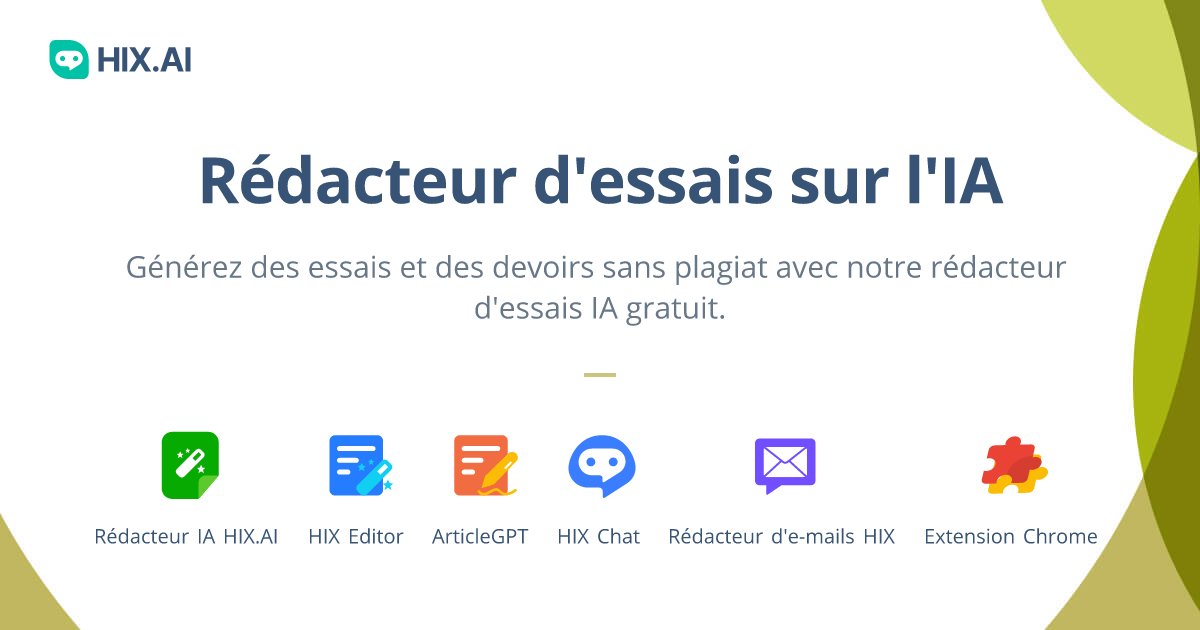 AI Essay Writer - Générateur d'essais gratuit Pas d'inscription | HIX AI