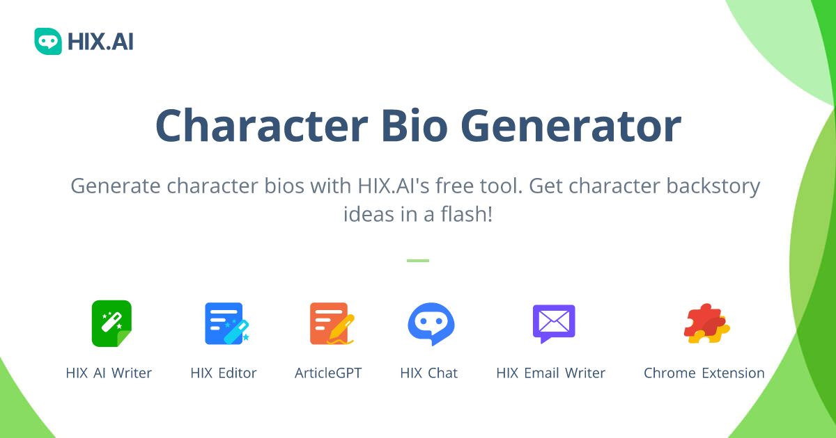 Character Bio Generator: Character Backstory Ideas - HIX Writer Character Bio Generator: Character Backstory Ideas - HIX Writer