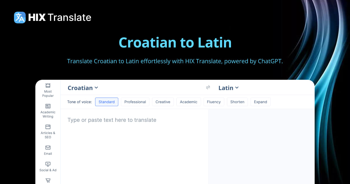 Croatian to Latin Translation (FREE & No Signup) | HIX Translate