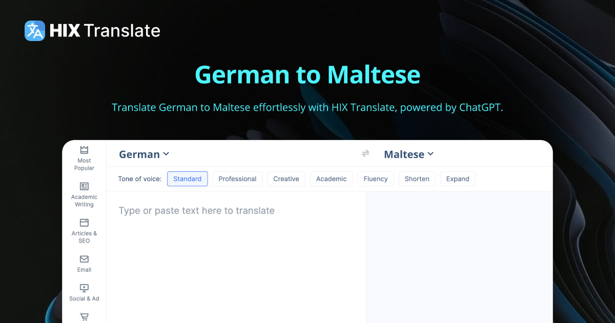 German to Maltese Translation (FREE & No Signup) | HIX Translate