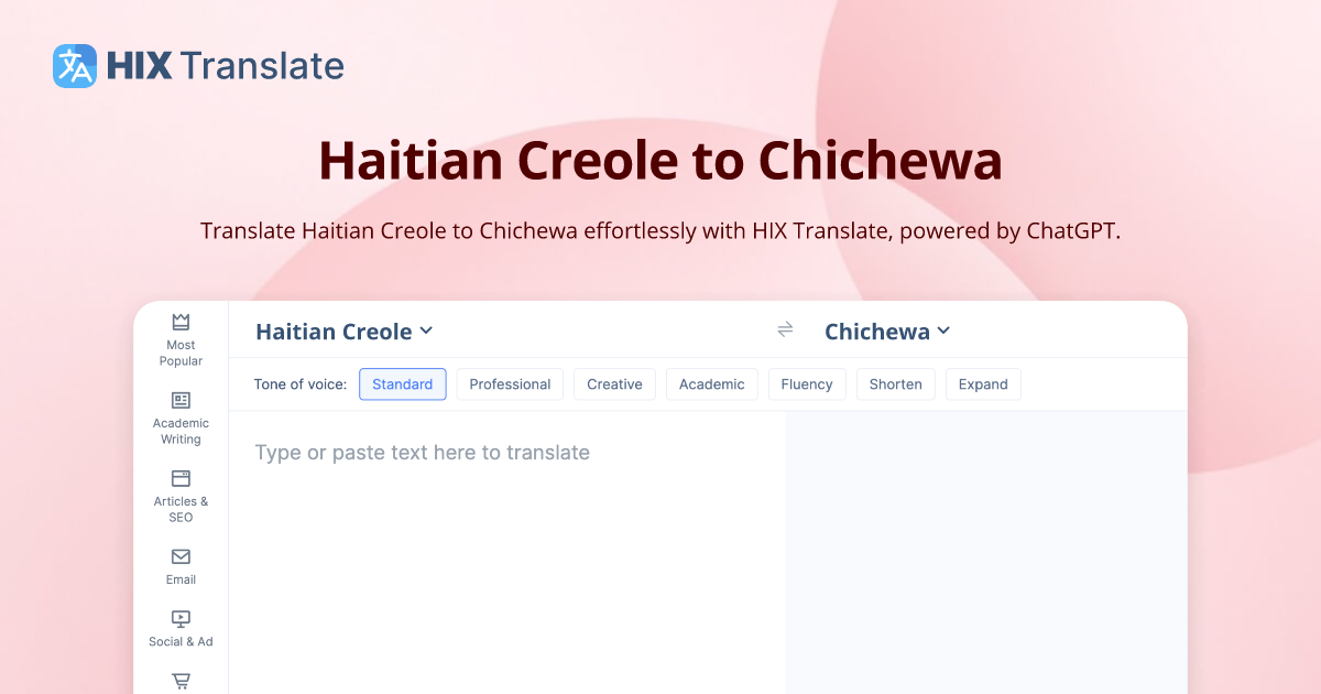 Haitian Creole to Chichewa Translation (FREE & No Signup) | HIX Translate