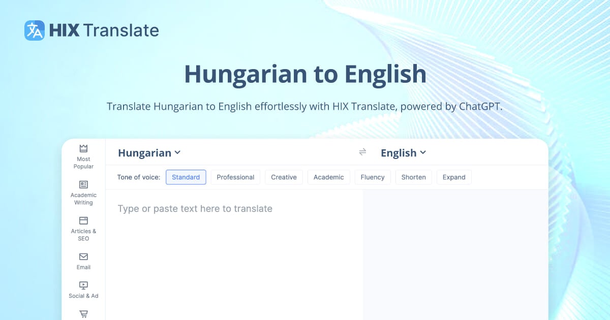 Hungarian to English Translation (FREE & No Signup) | HIX AI