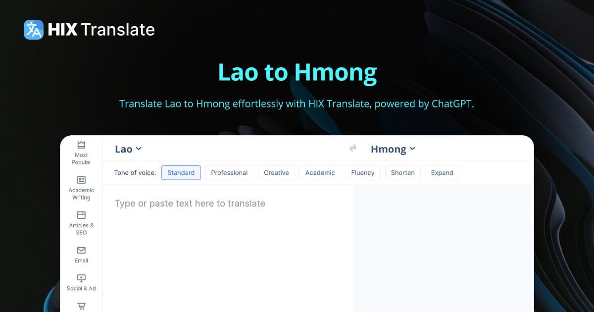 Lao to Hmong Translation (FREE & No Signup) | HIX Translate