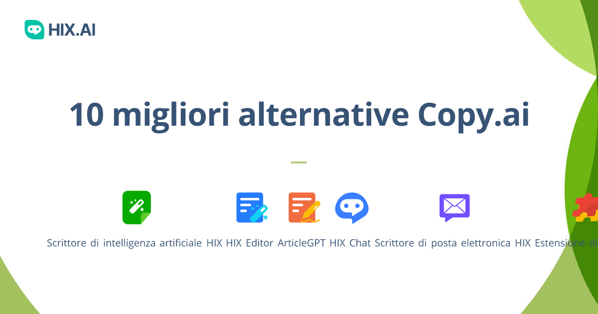 10 migliori alternative e concorrenti gratuiti Copy.ai | HIX.AI